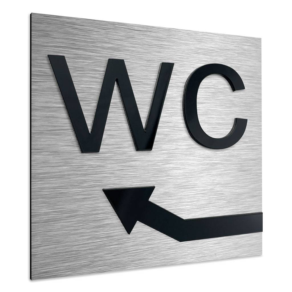 WC SIGN - Toilet Door Symbol - Left Up Arrow | ALUMADESIGNCO